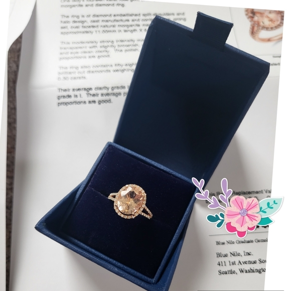 blue nile | Jewelry | Blue Nile Morganite Oval Diamond Halo 1 X 9 Mm ...